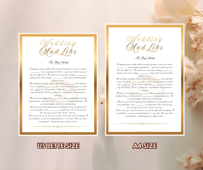 Wedding Mad Libs Game – Bridal Shower Reception Activity (PDF Download ...