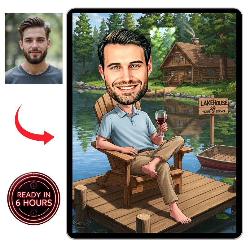 Custom Man Caricature | Personalized Cartoon Portrait Gift | Digital ...