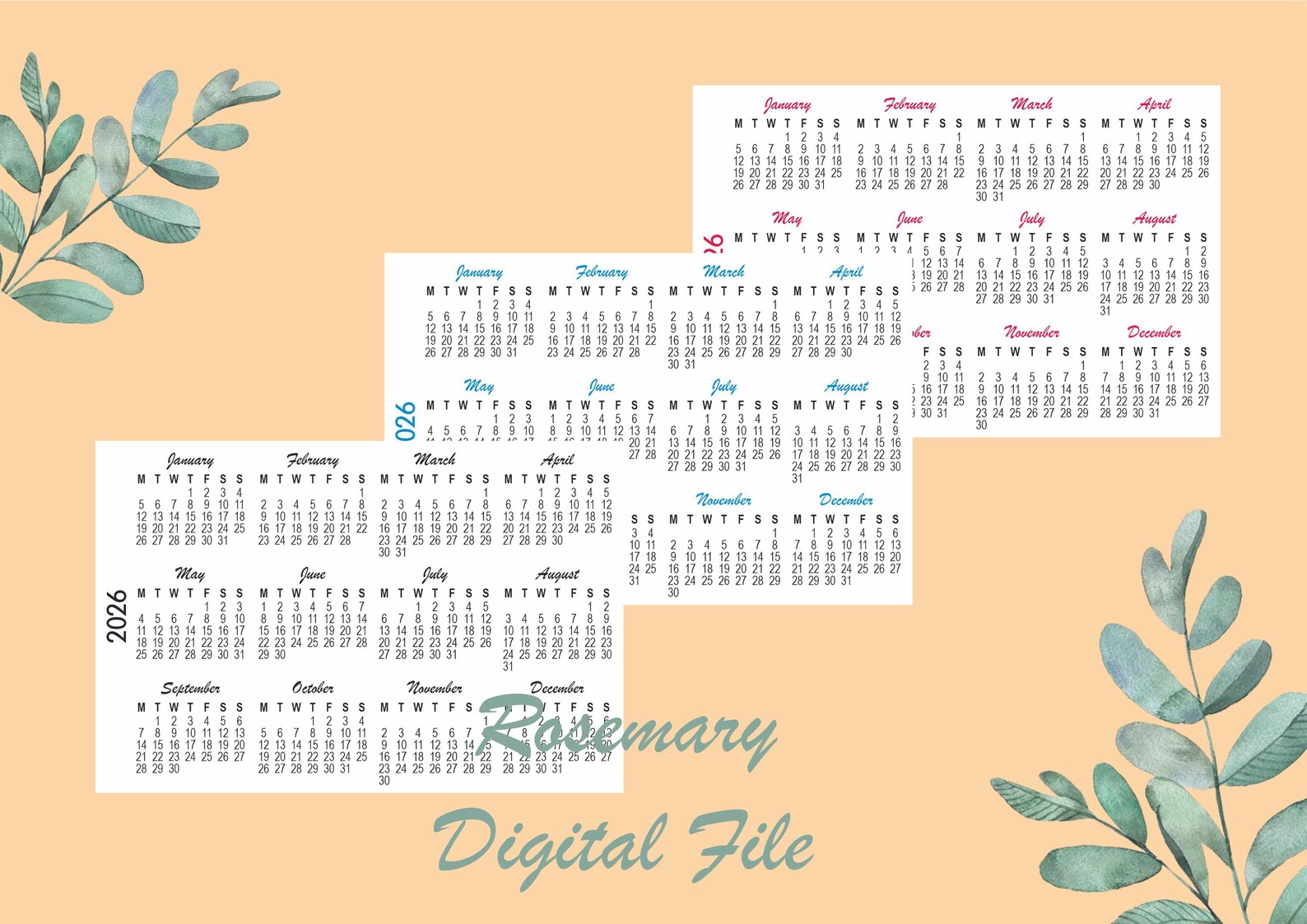 Wallet Calendar 2026 , Pocket Calendar for Print : Small Vertical and ...