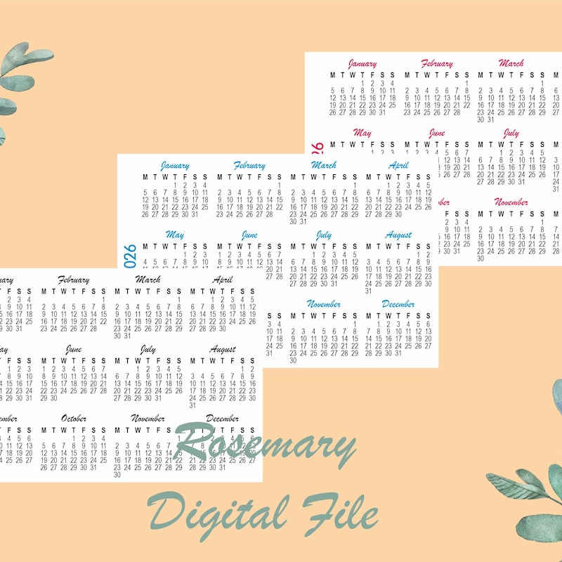 Pocket Calendar Horizontal - Etsy