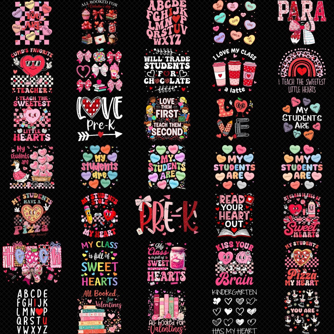 Valentine Teacher PNG Bundle Pre K Sweet Hearts Classroom Love My ...