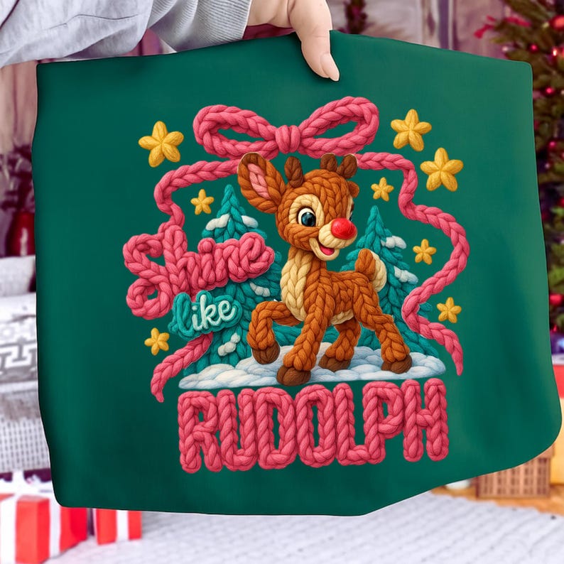 Pink Bow Red-nosed Reindeer PNG, Cute Kawaii Christmas Deer Chenille ...
