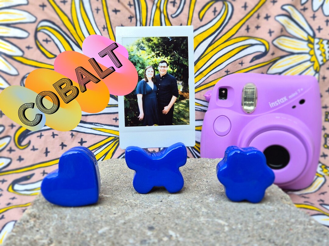 Set of 3 • Clay Polaroid Photo Stand Display Stands: Butterfly, Flower ...