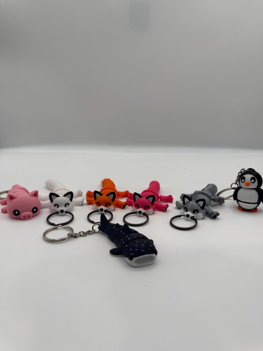 Whimsical 3D Printed Animal Keychains – Pig, Whale Shark, Fox & Penguin ...