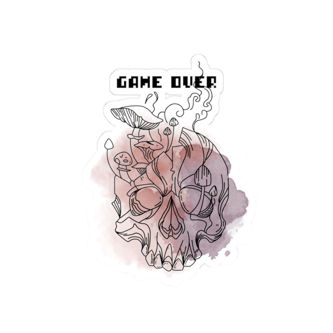 Game Over Skull Sticker, Gothic Aesthetic, Dark Vinyl Decal, Laptop ...
