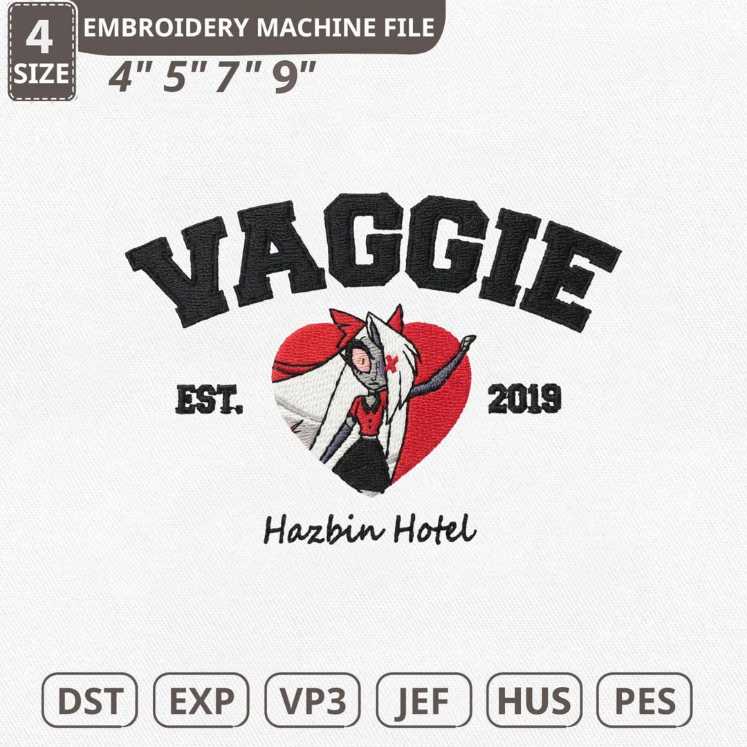 Vaggie Hazbin Hotel Embroidery Design, 4-9 Inch (digital Download) - Etsy