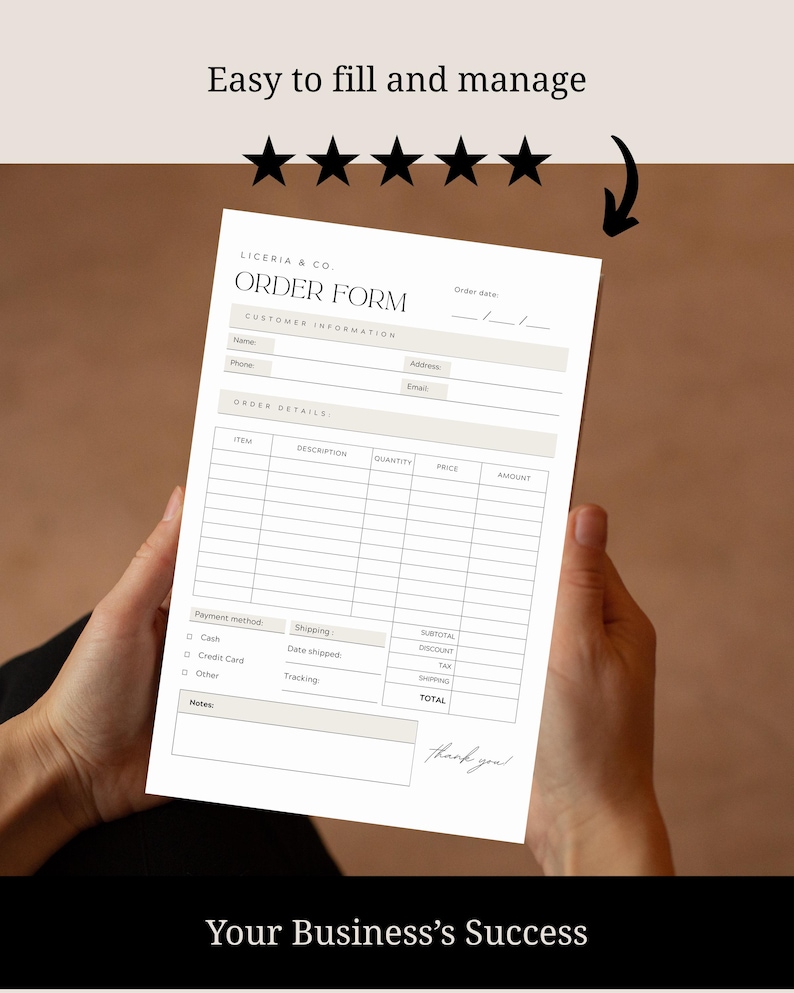Fillable Order Form Template: Printable Small Business Form (PDF) - Etsy