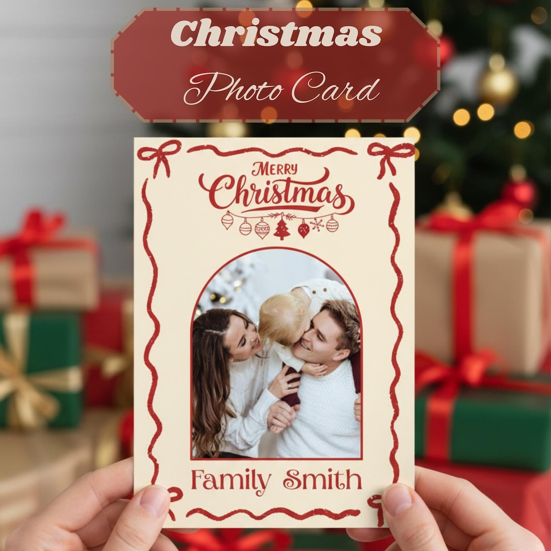 Personalized Christmas Photo Card Modern Editable Christmas Photo Card ...