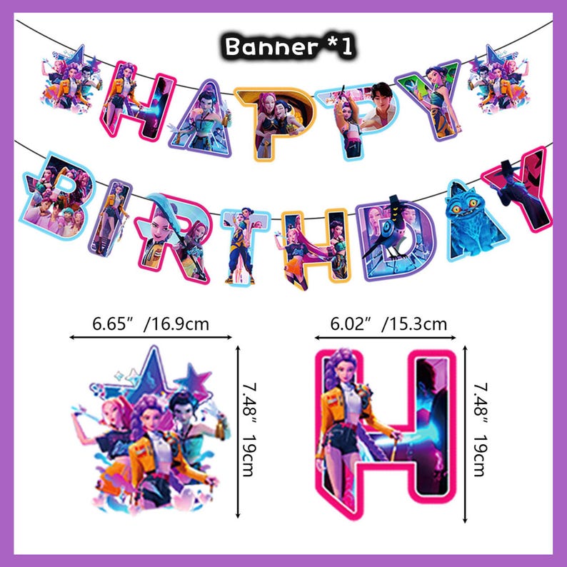 Kpop Demon Hunter,birthday Party Decor,huntrix Girl & Saja Boys,banner ...