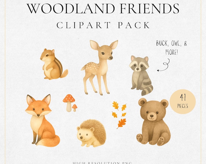 Watercolor Woodland Animals Clipart | Forest Animals Clip Art - Baby ...