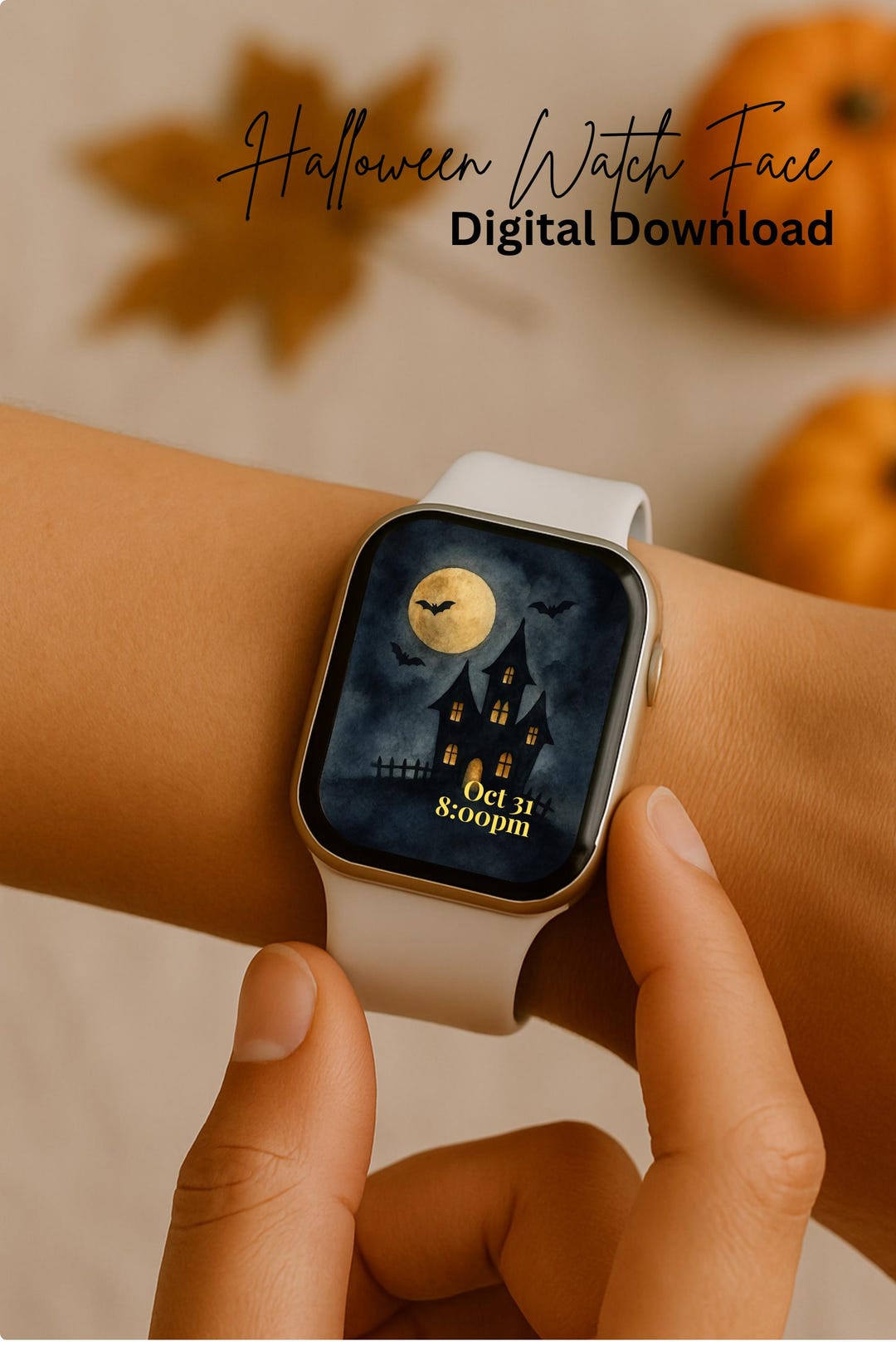 Haunted House & Full Moon Watch Face – Spooky Gothic Halloween ...