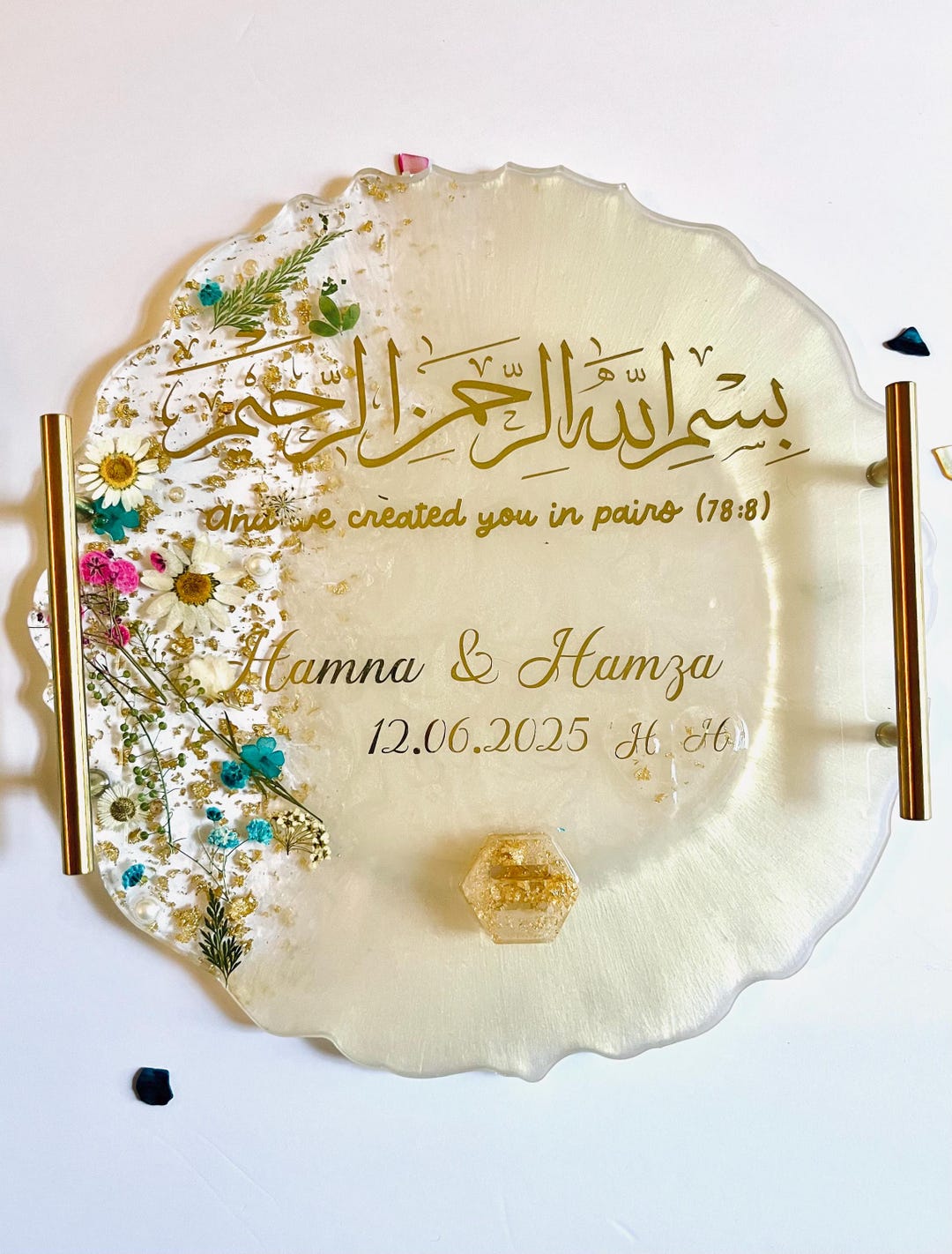 Personalized Wedding Nikkah Tray, Personalized Handmade Ring Holding ...