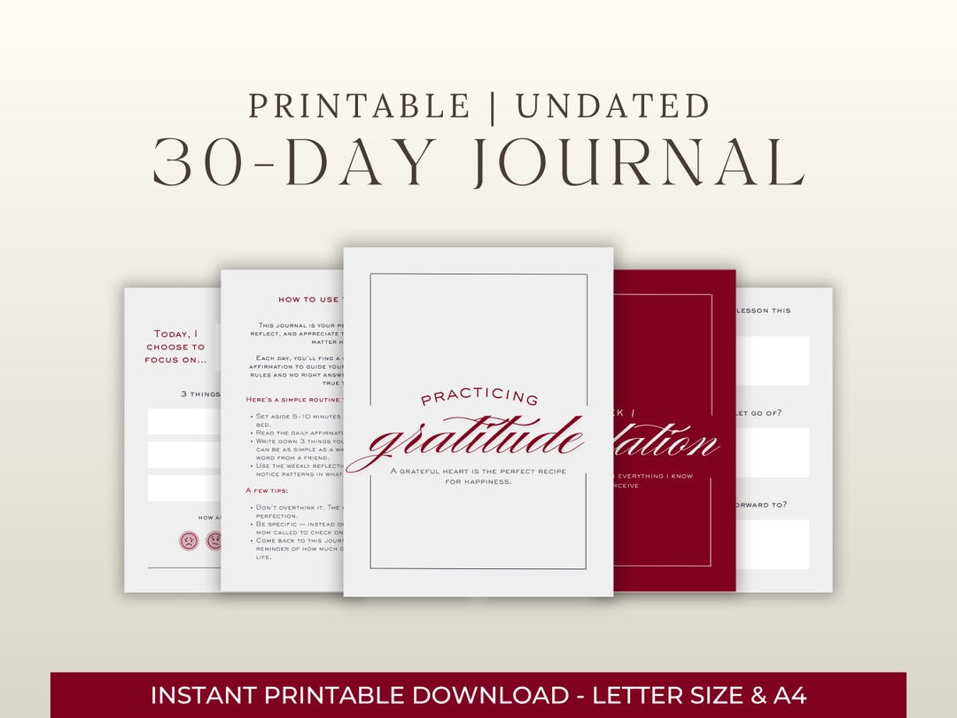 Gratitude Journal Printable, 31-day Guided Prompts, Daily Affirmations ...