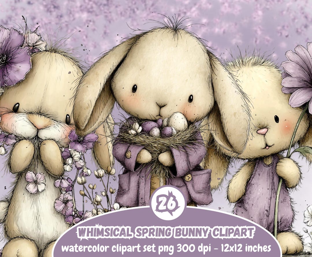Spring Bunny Clipart | Pink Easter PNG | Rabbit Baby Shower | Coquette ...