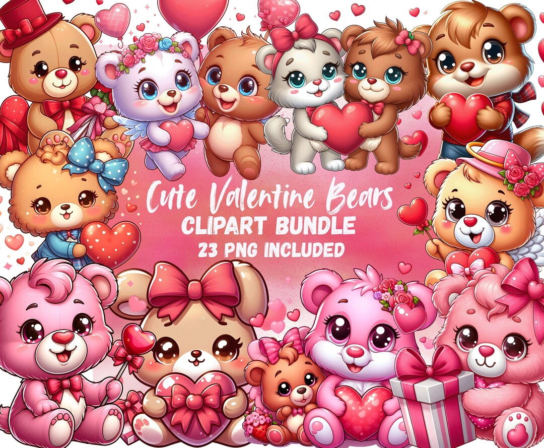Valentine Bears Clipart - Watercolor - Valentine Png - Teddy Bears ...