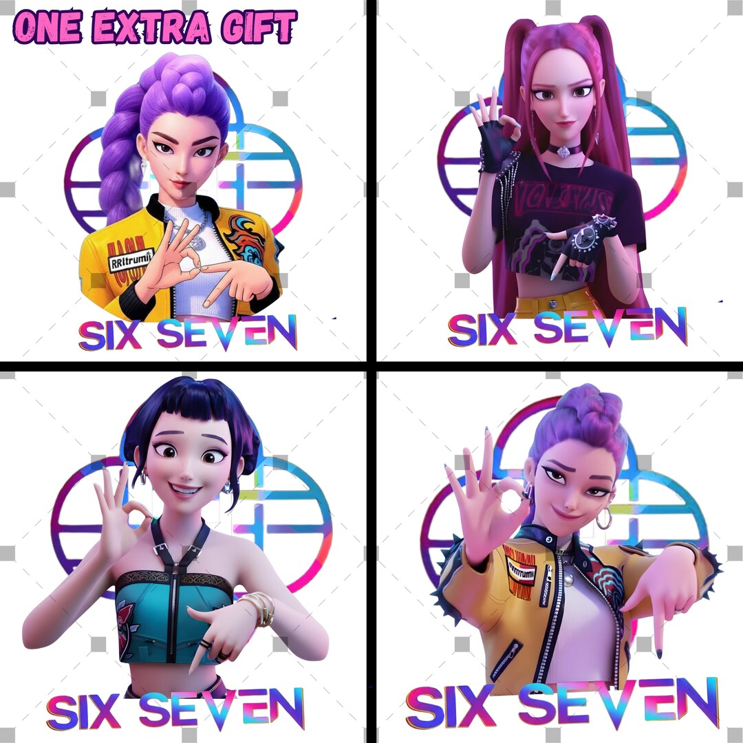 Six Seven Kpop Girls Band Meme PNG: Funny Trend Design (digital ...