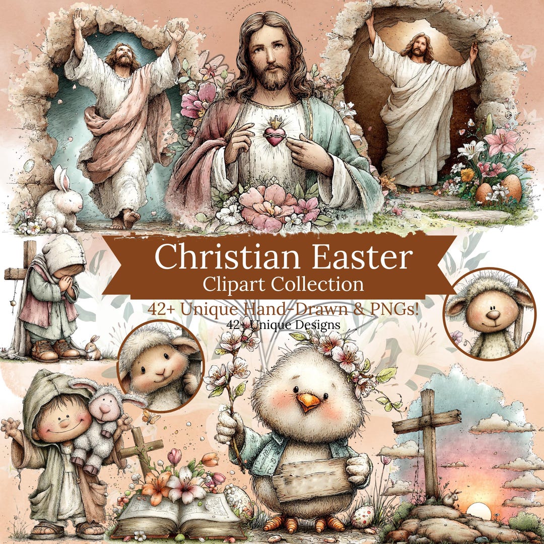 Christian Easter PNG Bundle 42 Files, Jesus Resurrection Clipart, He is ...