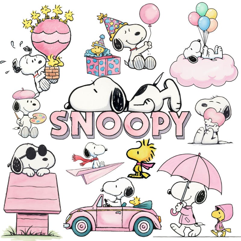 Snoopy Birthday Clipart - Etsy