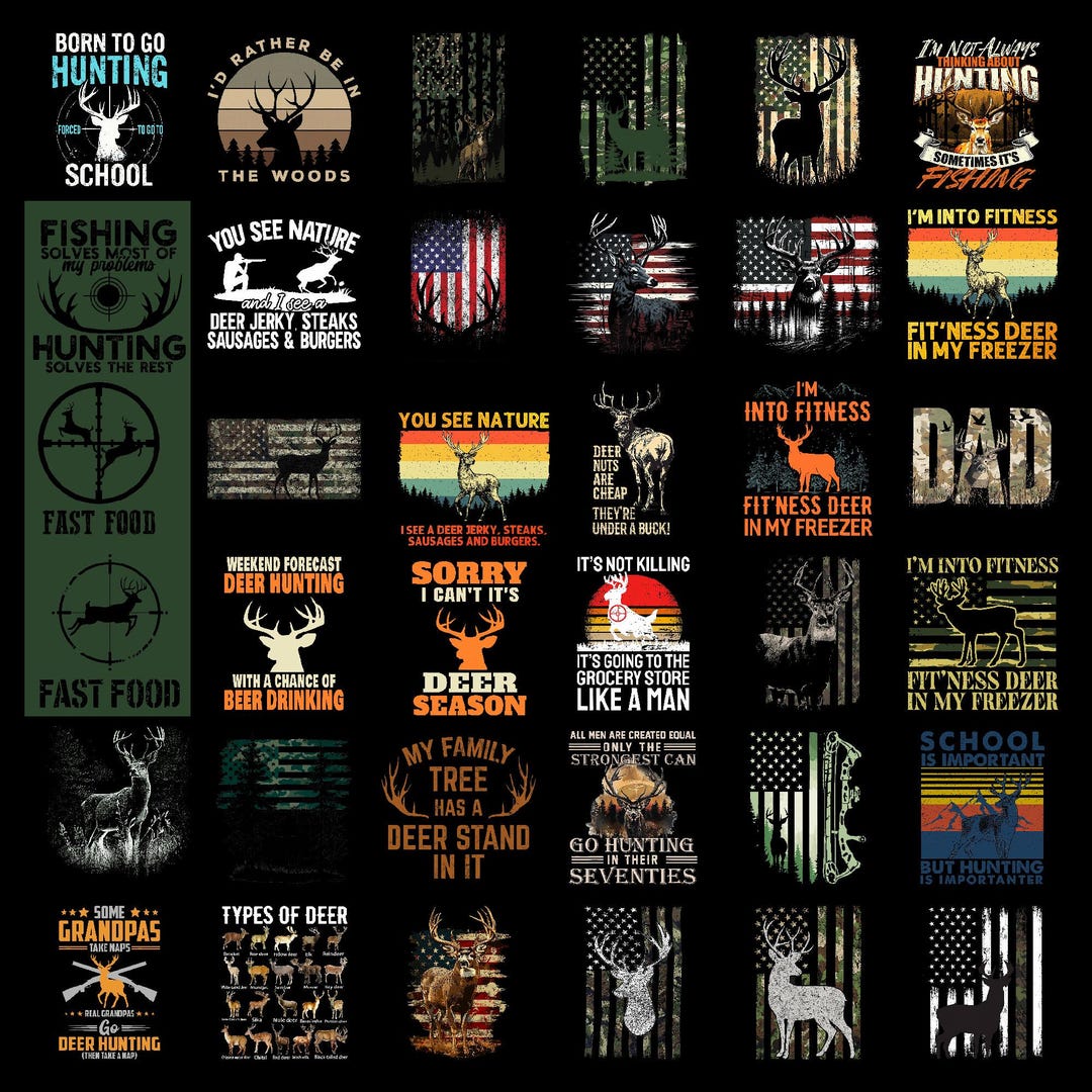 Deer Hunting PNG Bundle, Funny Hunting Season Quotes With Buck Antlers ...