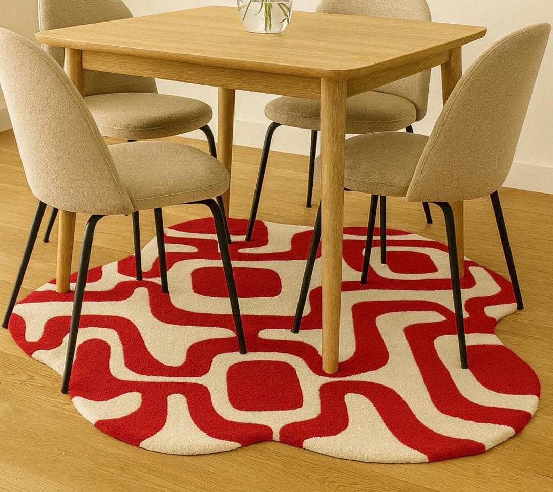Irregular Kidney Designer Rug Hand Tufted Rug, 100% Fine Woolen Rug ...