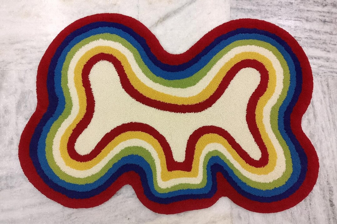 Irregular Amoeba Shaped Rug Hand-tufted 100% Wool Handmade Area Rug ...