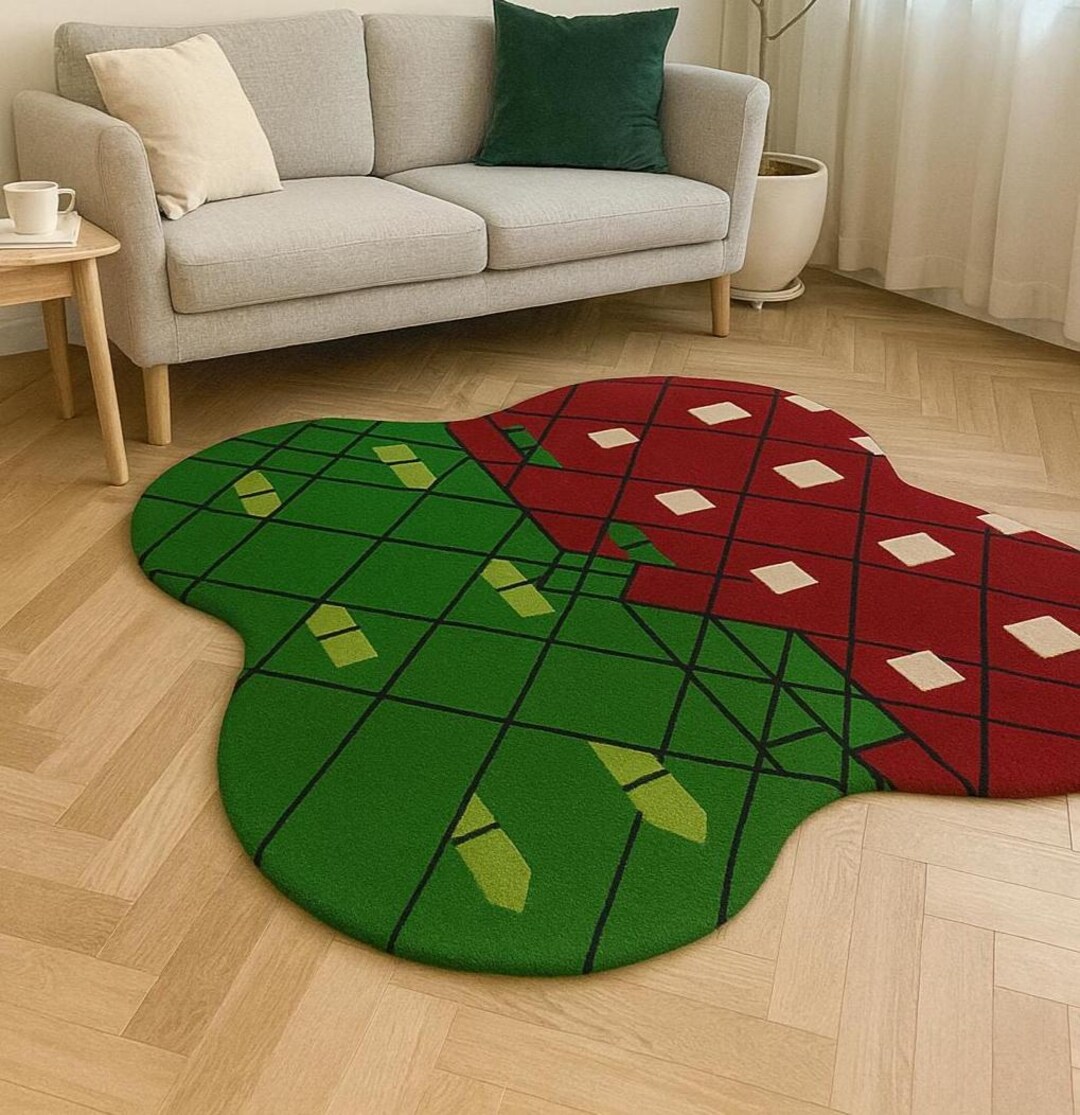 Irregular Amoeba Shaped Rug Hand-tufted 100% Wool Handmade Area Rug ...