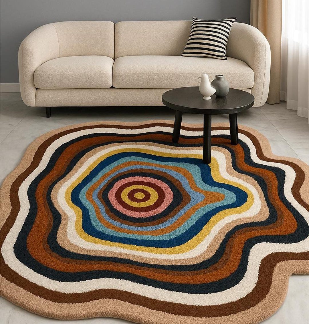 Irregular Amoeba Shaped Rug Hand-tufted 100% Wool Handmade Area Rug ...