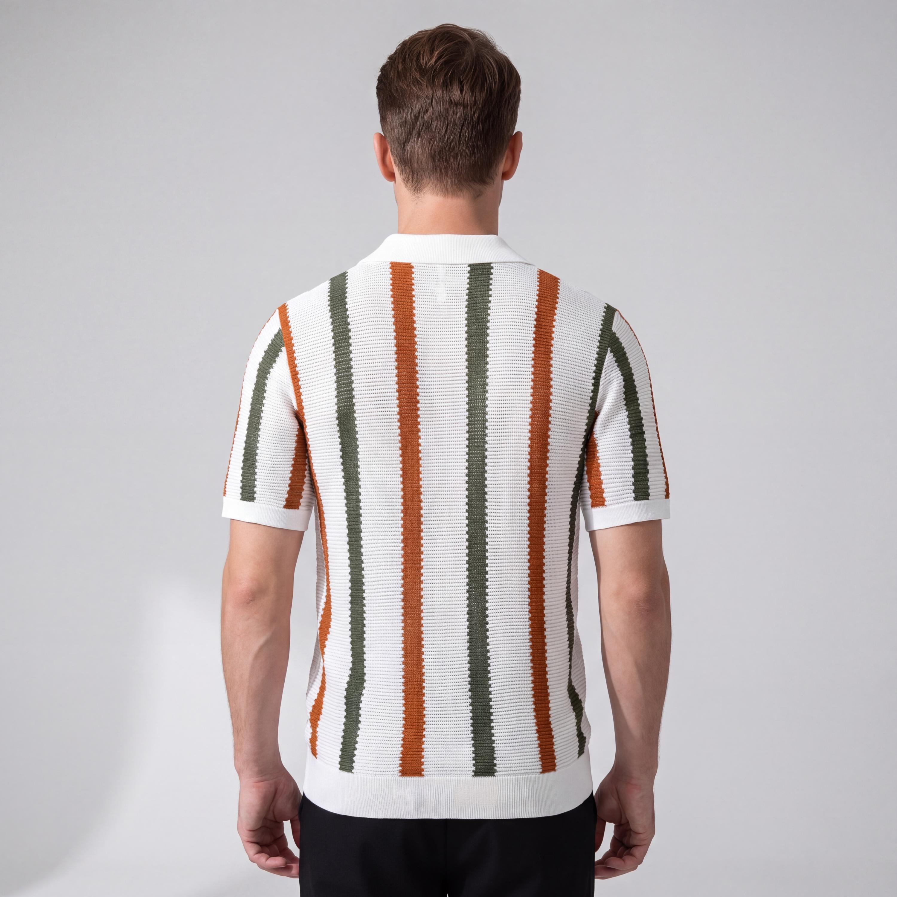 Men's Striped Knit Polo Shirt – Retro Vertical Stripe Summer Top - Etsy