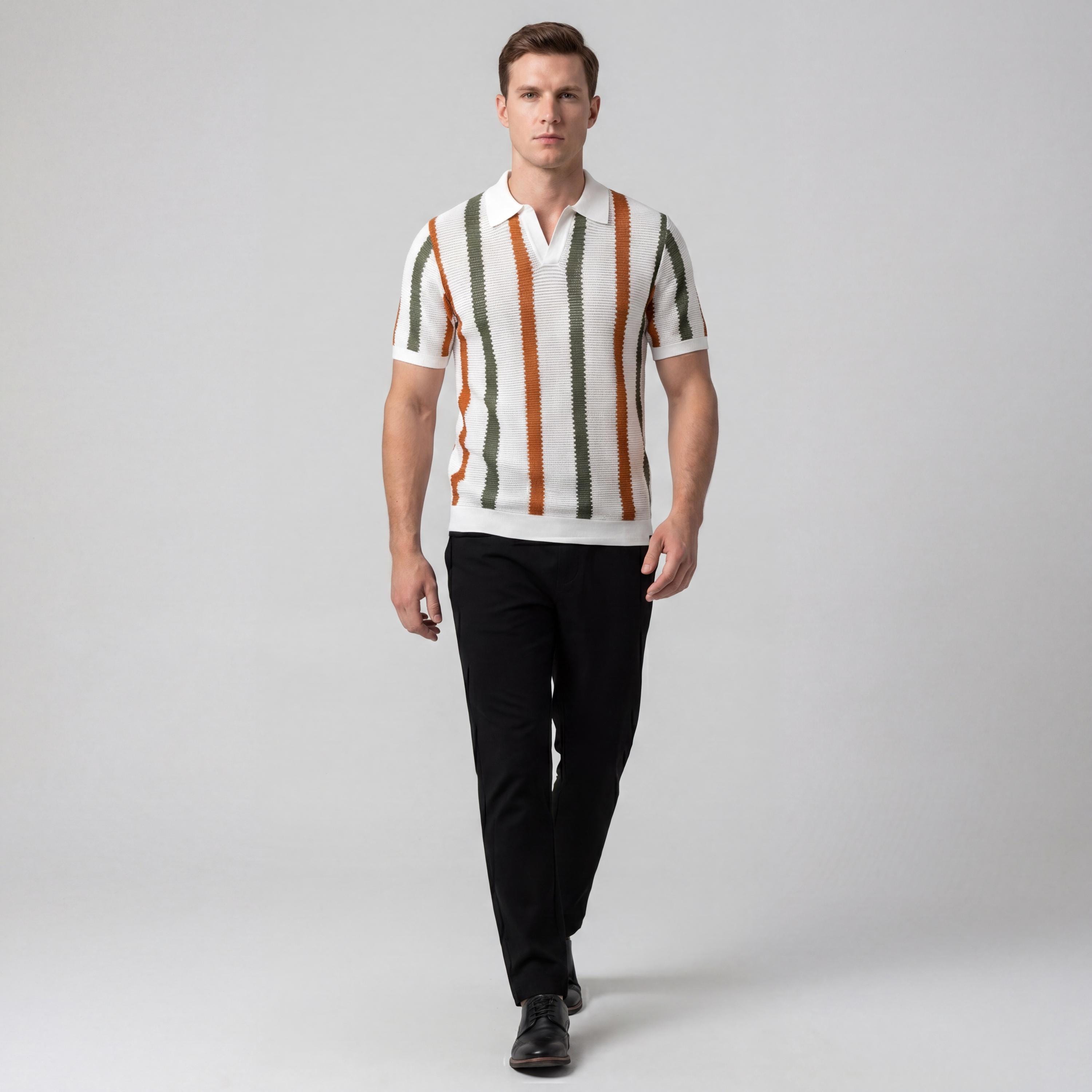 Men's Striped Knit Polo Shirt – Retro Vertical Stripe Summer Top - Etsy