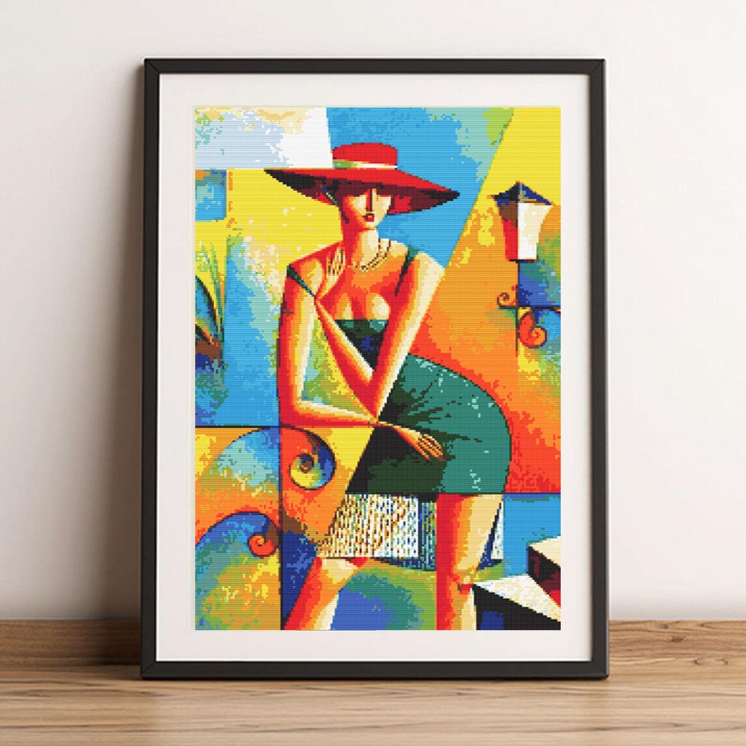 Cubist Woman Cross Stitch Pattern — Modern Embroidery, Punto De Cruz ...