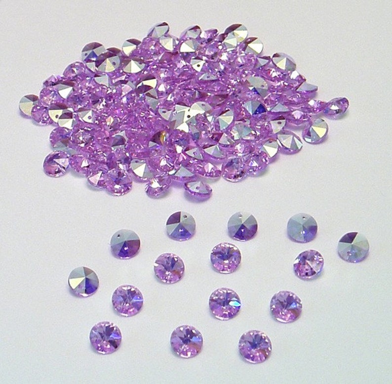 6pc 6mm Swarovski Crystal Violet AB Round Rivoli Disk Charm | Etsy
