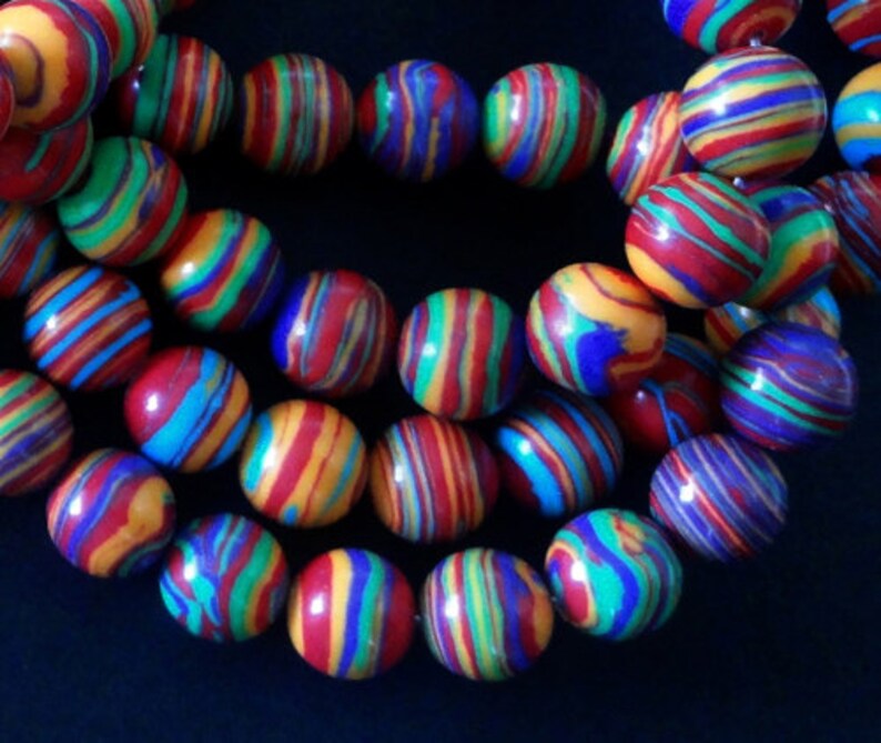 1 15 1/2 Strand 12mm Smooth Multicolor Turquoise Round - Etsy