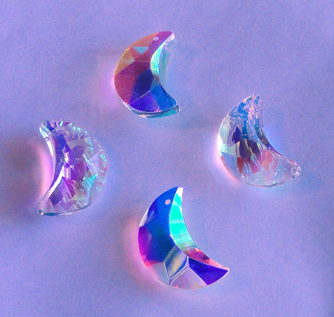 30mm Celestial Crystal AB MOON Prism Pendant SUNCATCHER Charm - Etsy