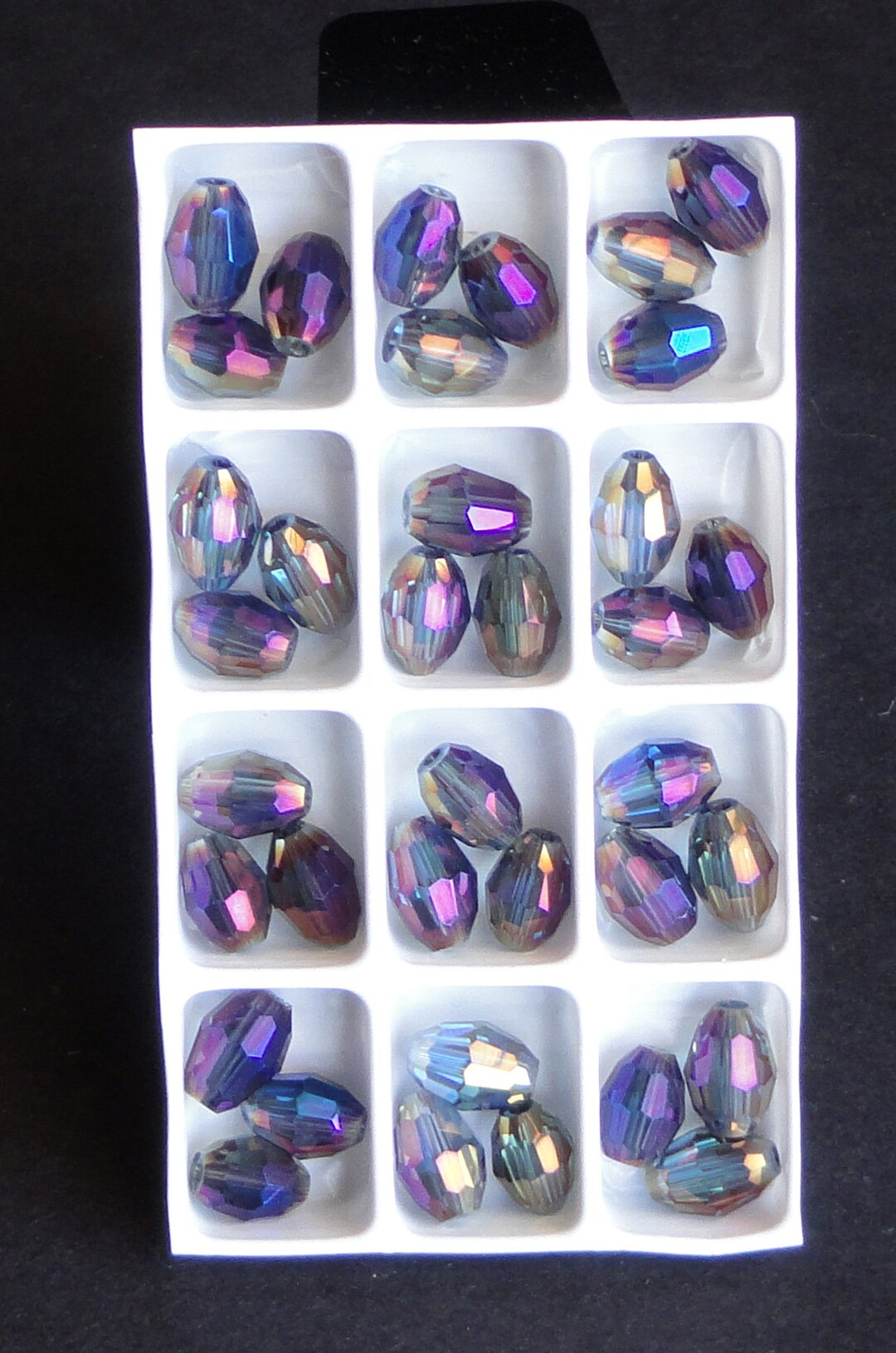 12pc - 10mm Thunder Polish Faceted Purple Sphinx Rainbow Crystal Rugby ...