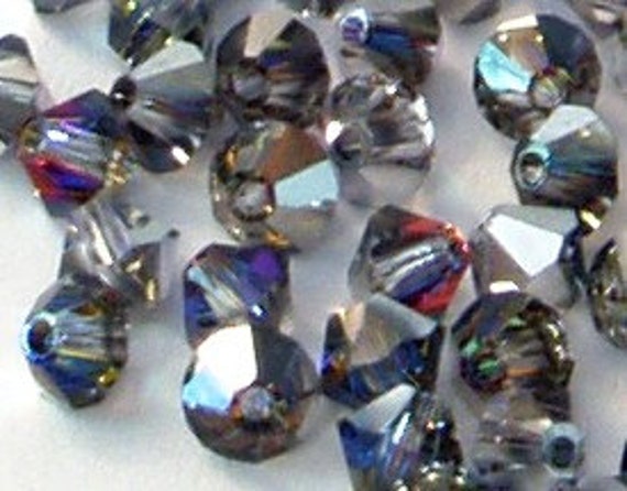 24pc 4mm Rare Swarovski Crystal Meridian Blue Bicone Spacer - Etsy