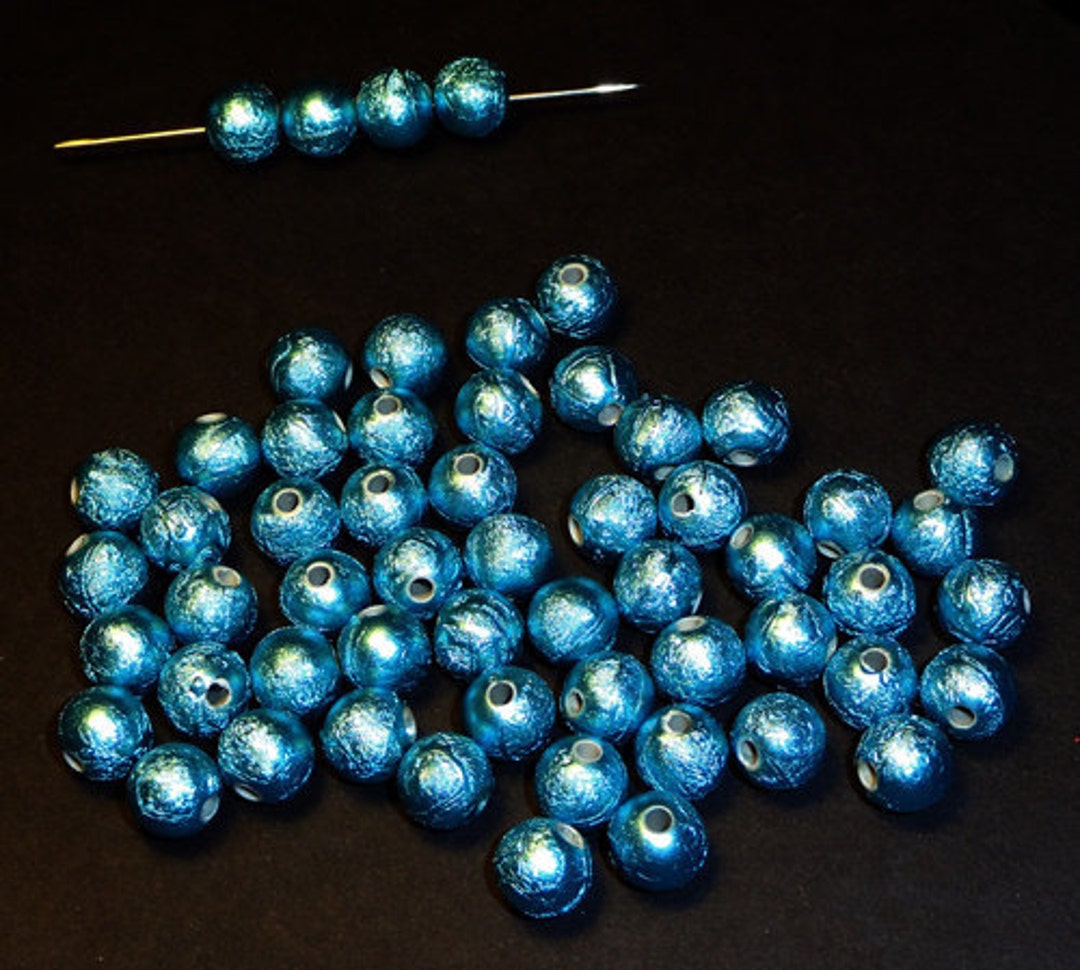 24pc 3.5mm Textured Metallic FOILED Sky Blue Round Sphere - Etsy
