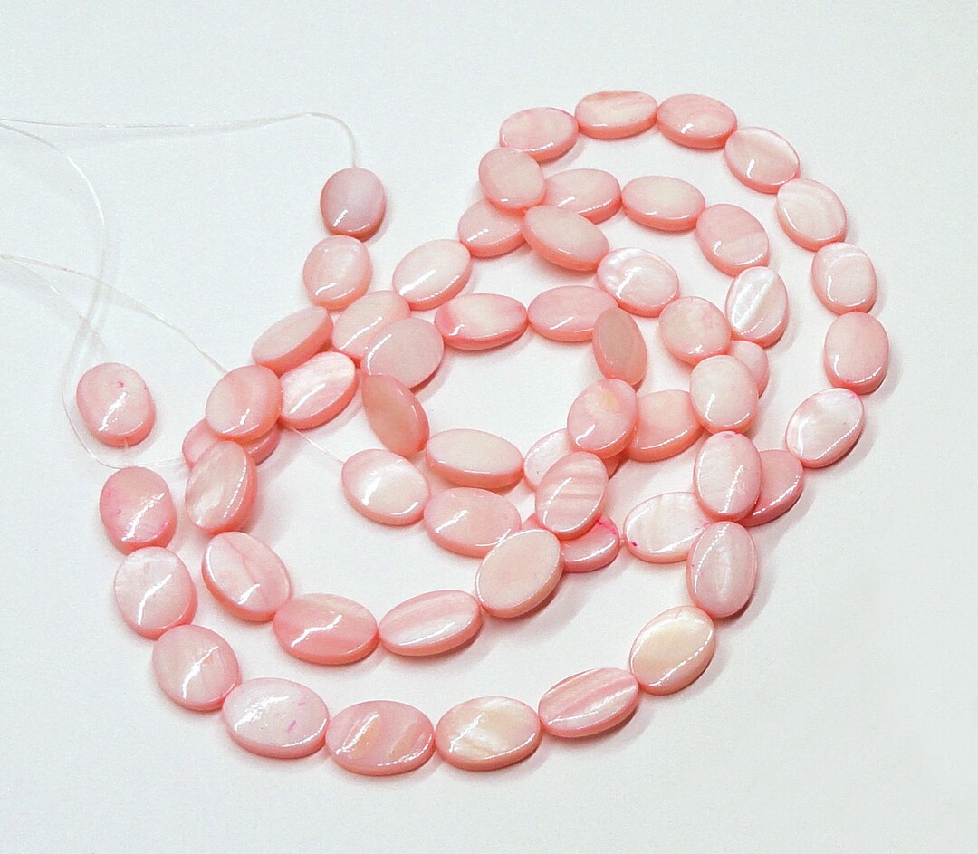 8pc - 15mm Smooth Mother of Pearl Shell Iridescent LIGHT Pastel PINK ...