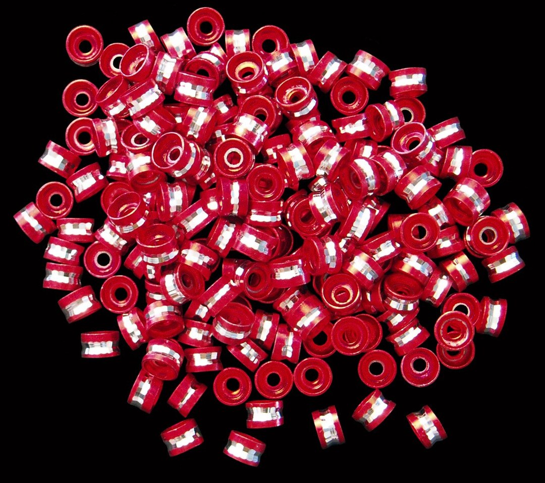 20pc 6mm Anodized FIRE RED Diamond Cut Design Round Rondelle Metal ...