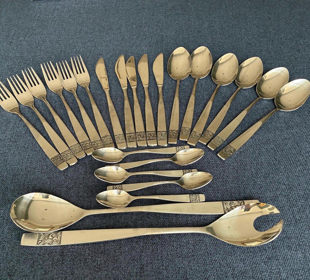MCM 24 National Black Rose Cutlery - Knives -forks- Spoons -tea Spoons ...