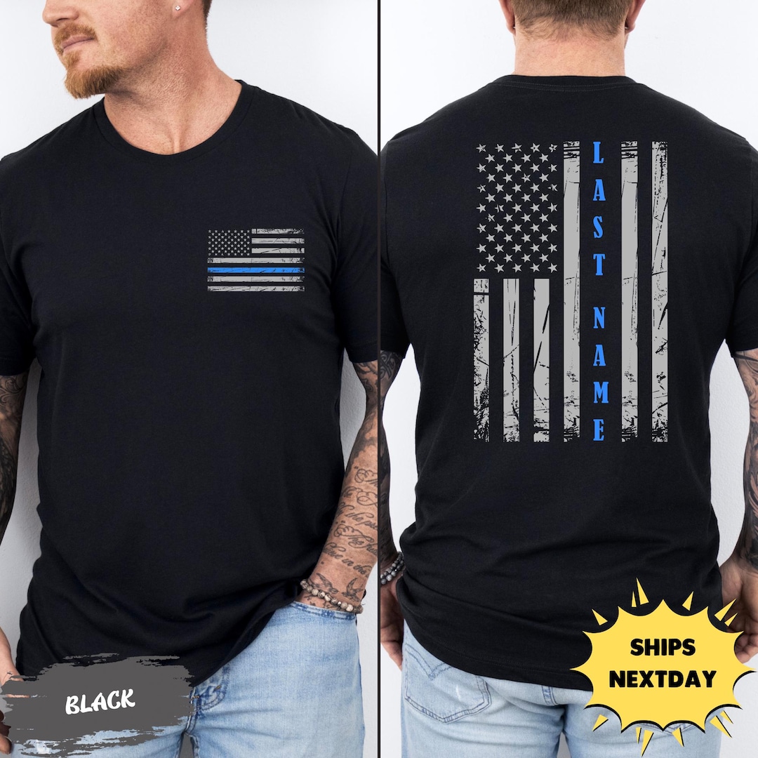 Custom Police Sweatshirt Thin Blue Line Police Flag Custom Last Name ...