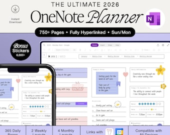 2026 Onenote Planner • Hyperlinked Digital Planner • One Note Template for Project Management ...