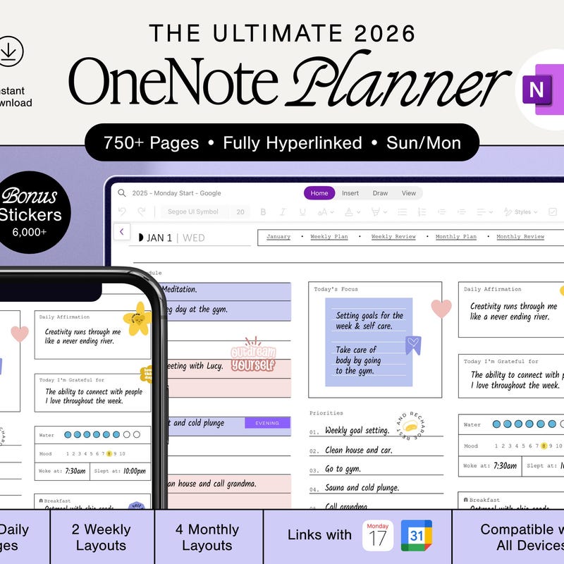 Onenote Template for iPad - Etsy