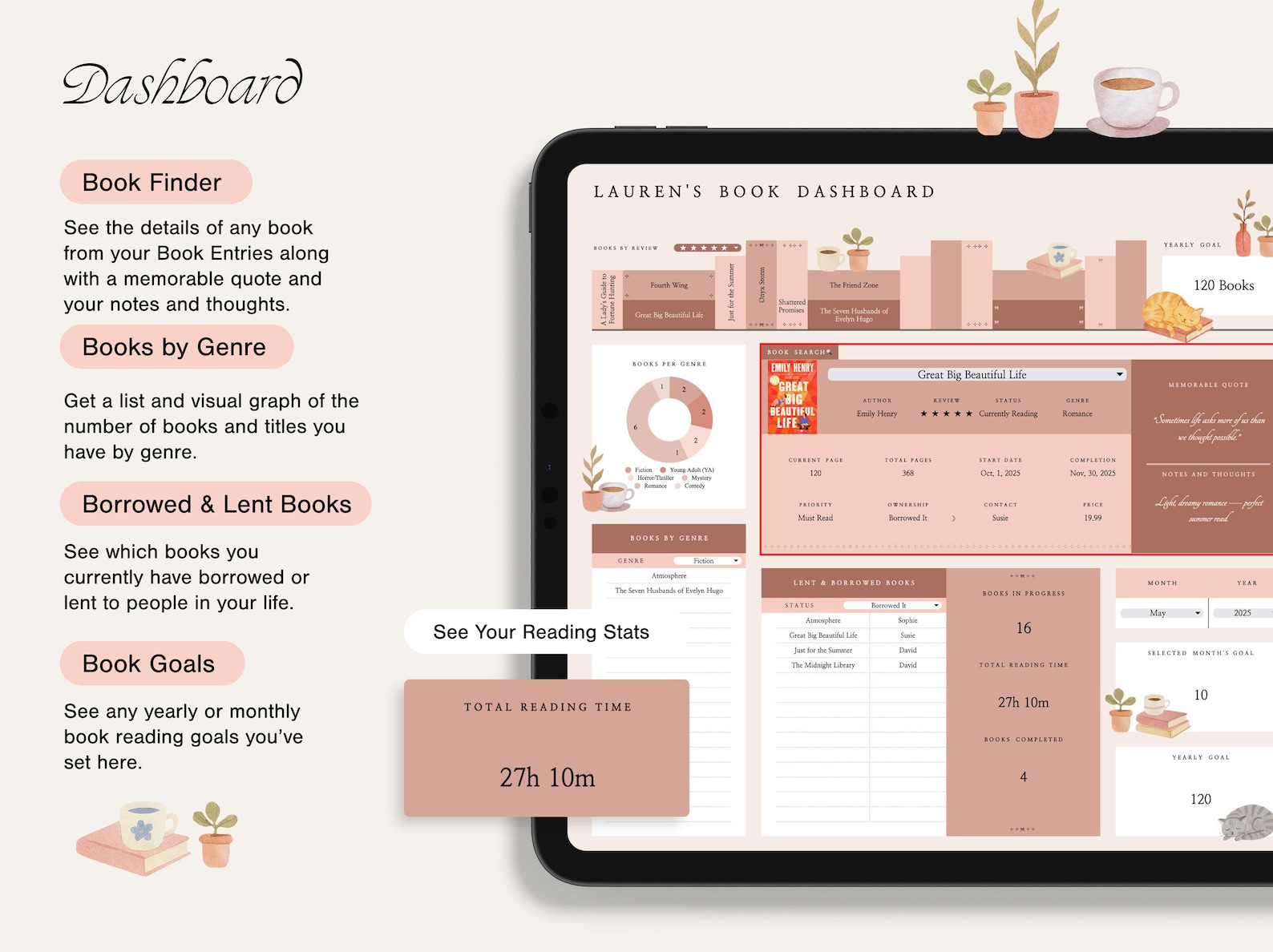 Book Tracker and Reading List • Google Sheets Spreadsheet • Reading ...
