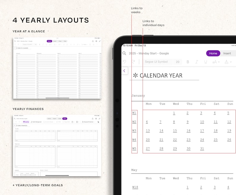 2026 Onenote Planner • Hyperlinked Digital Planner • One Note Template ...