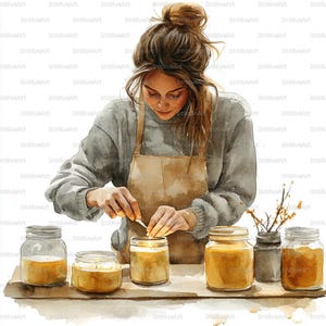 24 Candle Making Clipart, Handmade Candle Business, Watercolor ...