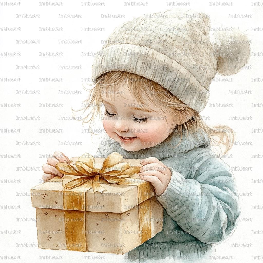 24 Child Holding Gift Clipart | Birthday Present Joy | Printable ...