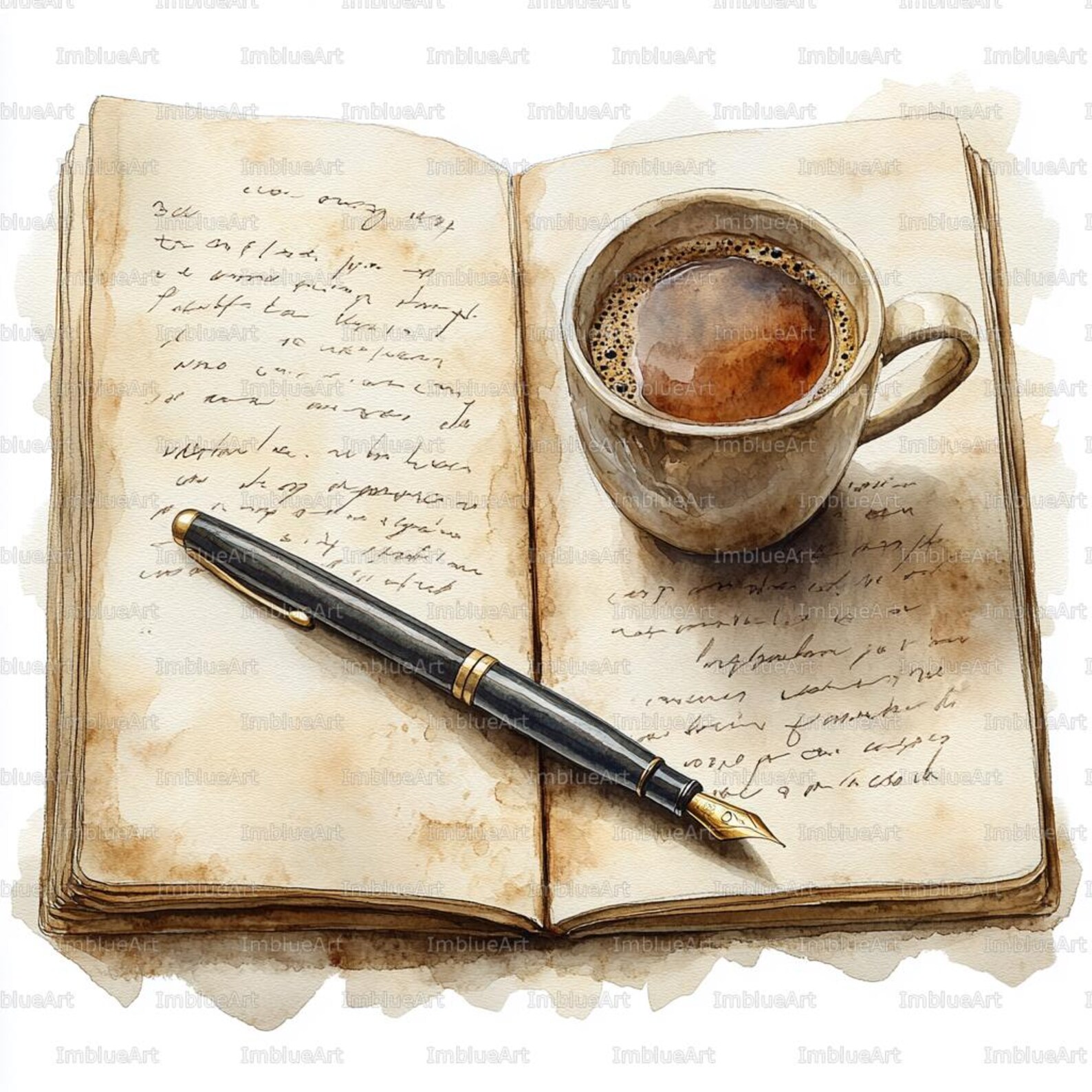 24 Writer Morning Clipart, Cozy Journaling Ritual Scene, Watercolor ...
