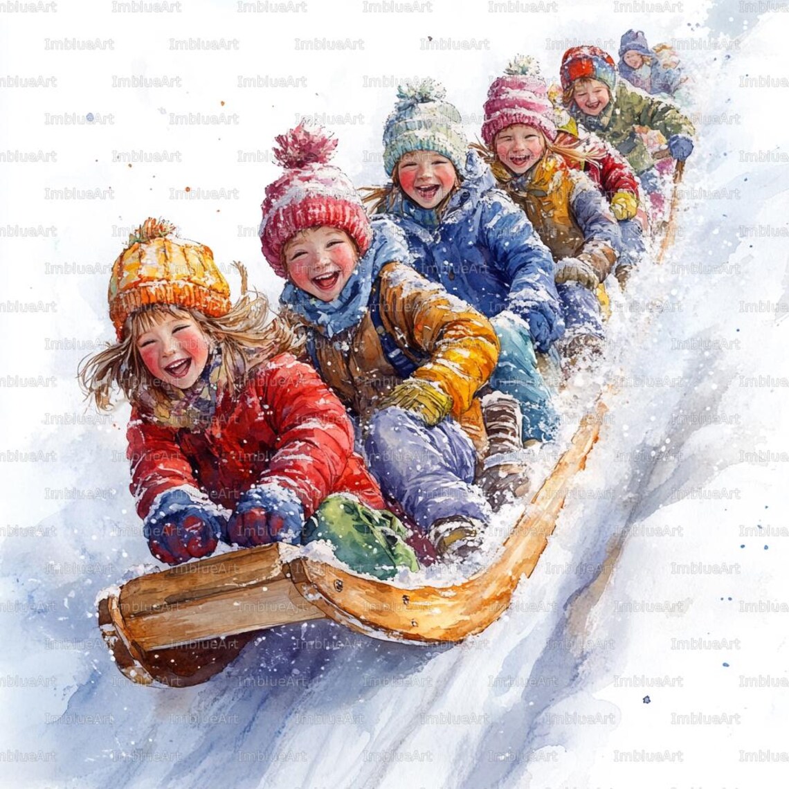 24 Kids Sledding Clipart | Winter Fun | Snow Play | Printable ...