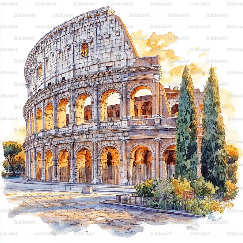 24 Colosseum Clipart, Rome Colosseum Ancient Roman Landmark Italy ...