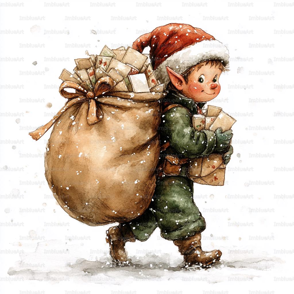 20 Christmas Elf Postman Clipart | Holiday Mail Delivery | Printable ...